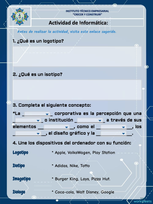 TALLER DE INFORMÁTICA 9. Ficha interactiva | TopWorksheets