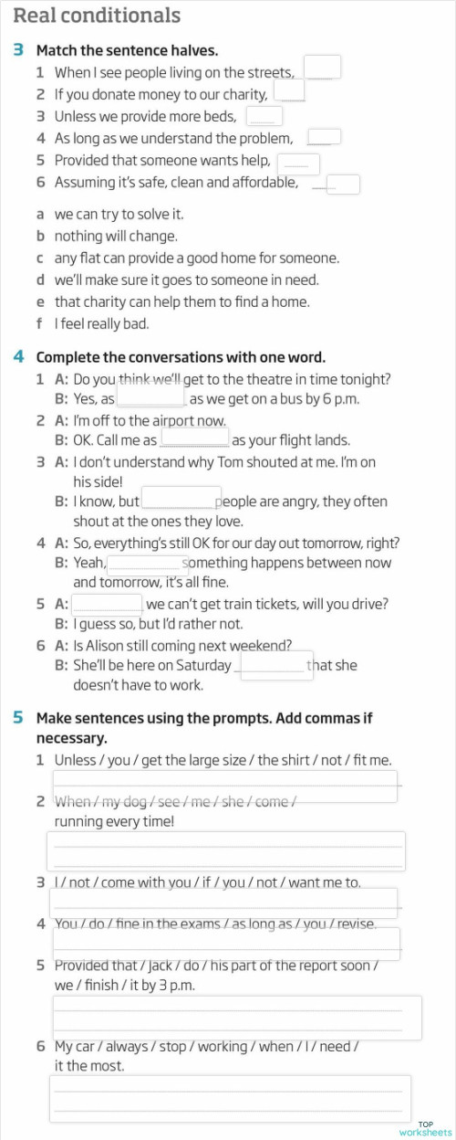 real conditionals. Interactive worksheet | TopWorksheets