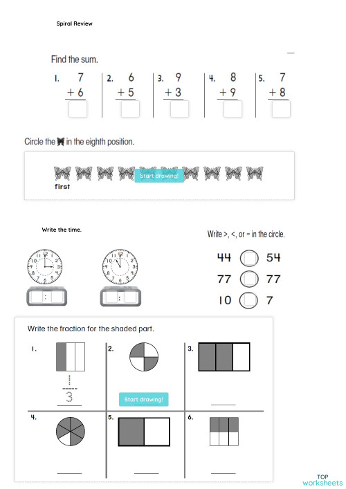 Spiral Review 1. Interactive worksheet | TopWorksheets