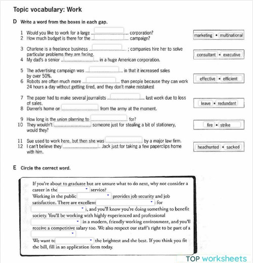 Vocabulary and grammar - c1. Interactive worksheet | TopWorksheets