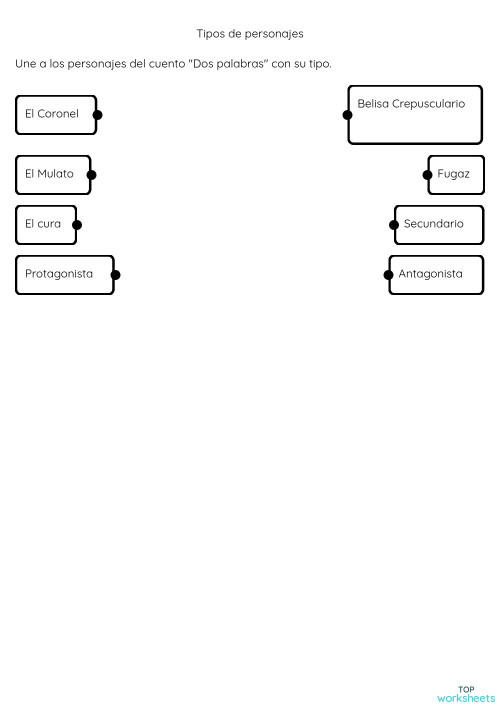 Tipos de personajes. Ficha interactiva | TopWorksheets
