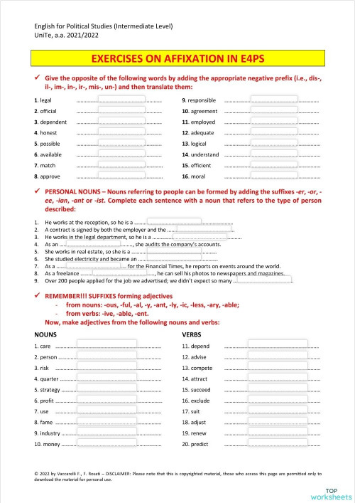 AFFIXATION. Interactive worksheet | TopWorksheets