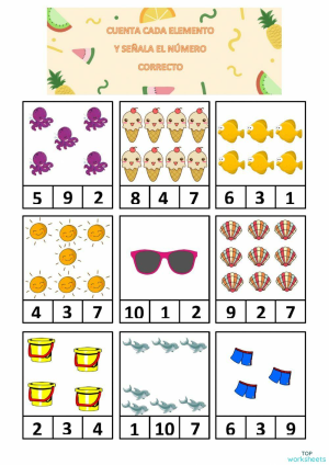 Contar cada elemento. Ficha interactiva | TopWorksheets