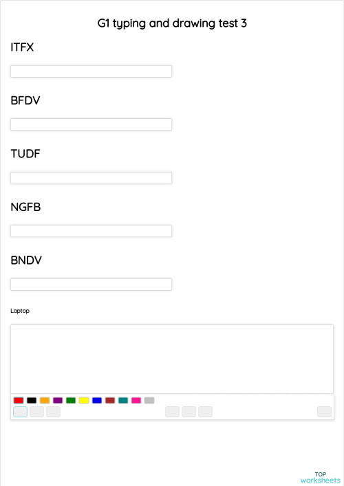 G1 typing and drawing test 3. Interactive worksheet | TopWorksheets