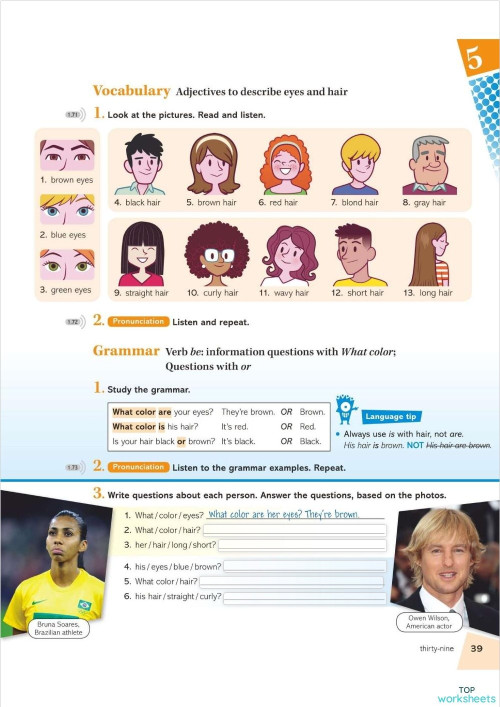 Vocabulary describe eyes. Interactive worksheet | TopWorksheets