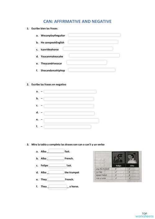 can/can't test. Interactive worksheet | TopWorksheets