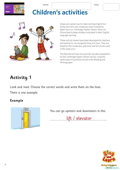Going into town Part 2. Interactive worksheet | TopWorksheets