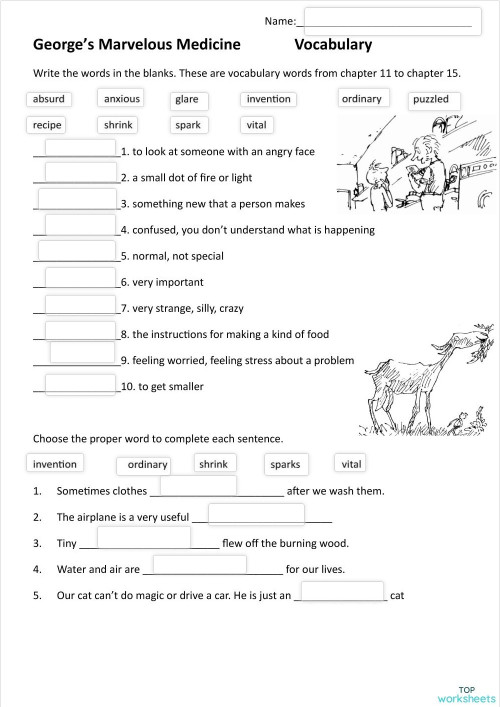 Vocabulary Chapters 11-15. Interactive worksheet | TopWorksheets