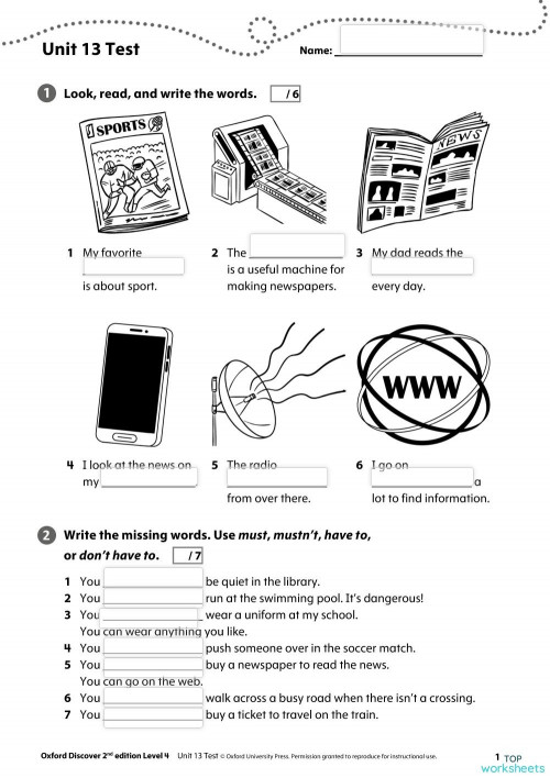 Unit 13 Test. Interactive worksheet | TopWorksheets