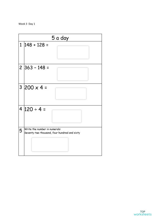 5 a day 2022 Week 3 Day 1. Interactive worksheet | TopWorksheets