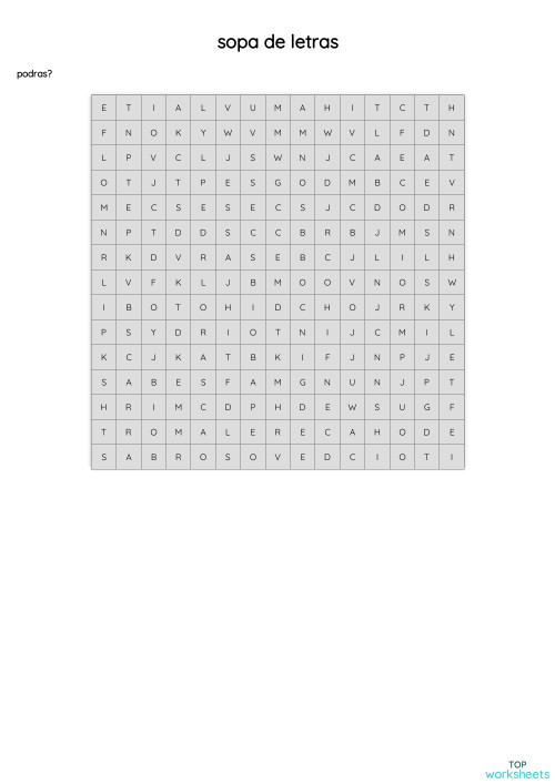 sopa de letras. Ficha interactiva | TopWorksheets