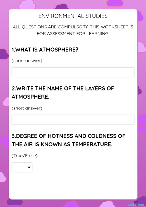 ENVIRONMENTAL STUDIES. Interactive worksheet | TopWorksheets