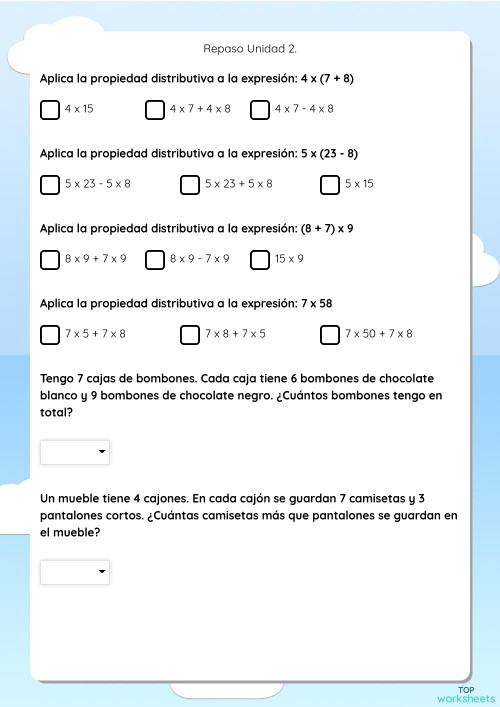 Repaso Unidad 2.. Ficha interactiva | TopWorksheets