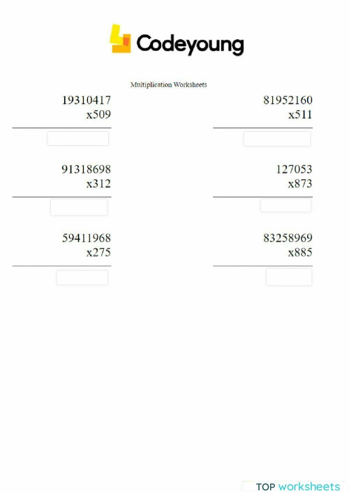 Multiplication and Division of 10-Digit Numbers Concept CW. Interactive ...