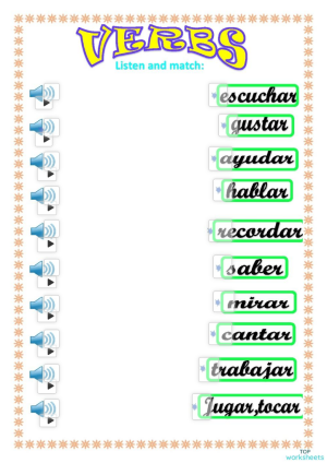 VERBS LISTENING 5º. Ficha interactiva | TopWorksheets