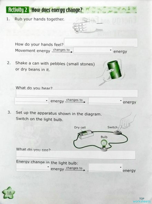How does energy change?. Interactive worksheet | TopWorksheets