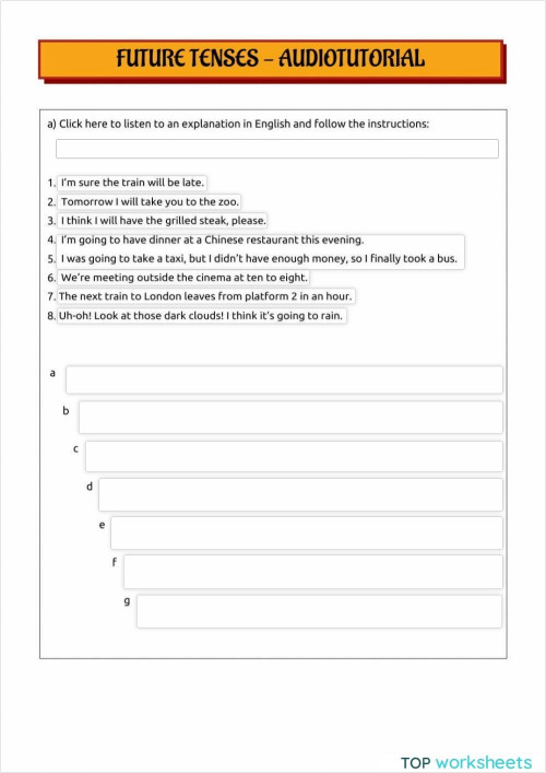 Future tenses: interactive worksheets and online exercises | TopWorksheets