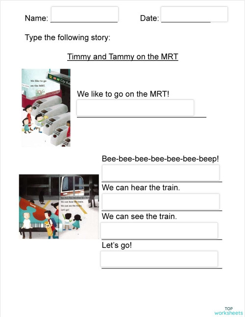 Timmy and Tammy on the MRT story. Interactive worksheet | TopWorksheets