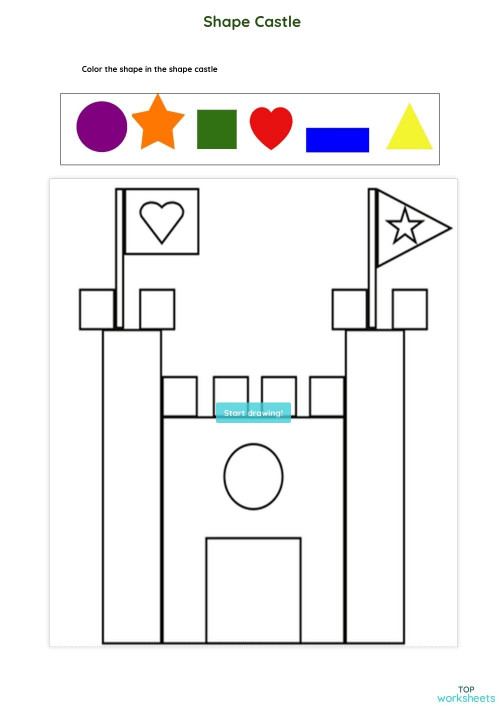 colouring shape activity. Interactive worksheet | TopWorksheets