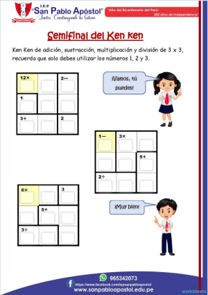Semifinal del Ken Ken. Ficha interactiva | TopWorksheets