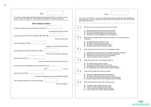 Listening Parts 2-3. Interactive worksheet | TopWorksheets