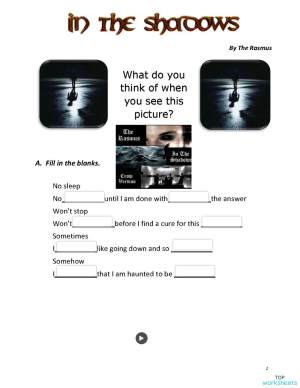 IN THE SHADOWS LYRICS. Interactive worksheet | TopWorksheets