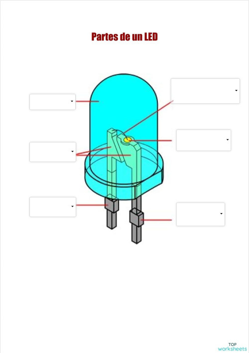 Partes de un LED. Ficha interactiva | TopWorksheets Partes de un LED. Ficha interactiva | TopWorksheets