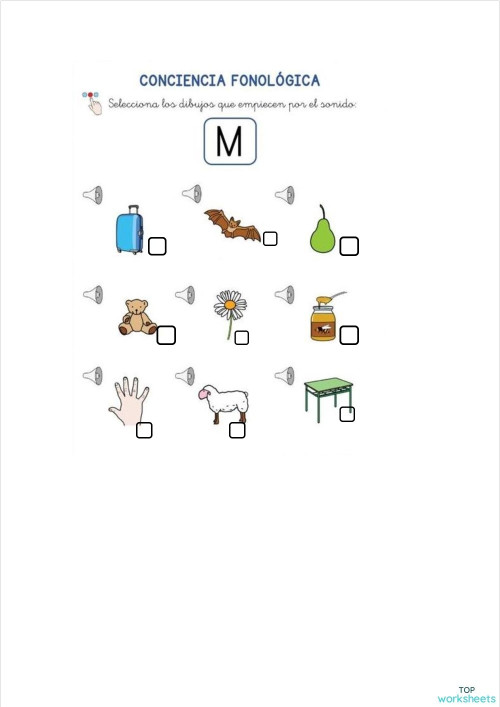 SONIDO M: fichas interactivas y ejercicios online | TopWorksheets