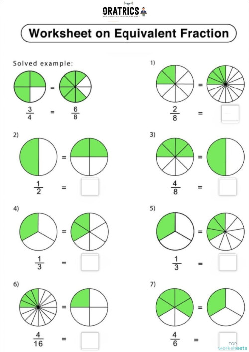 Fractions II. Interactive worksheet | TopWorksheets