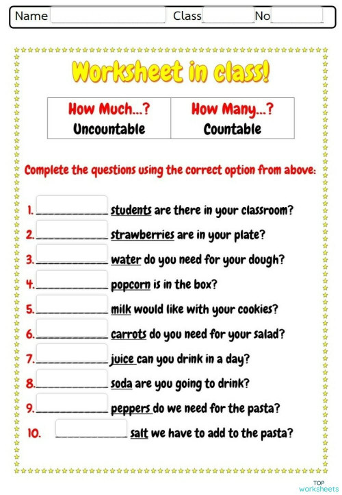 How much/How many. Interactive worksheet | TopWorksheets