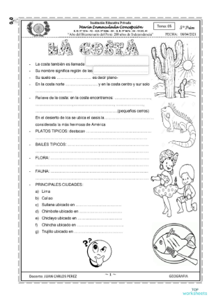 LA COSTA. Ficha interactiva | TopWorksheets
