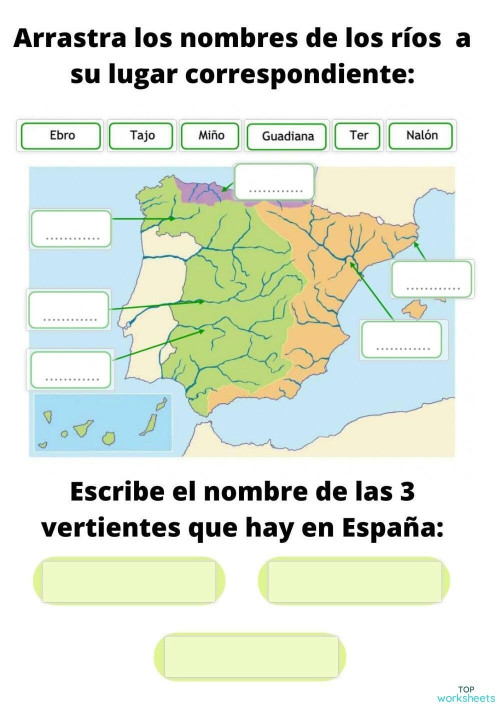 ficha interactiva ríos España. Ficha interactiva | TopWorksheets
