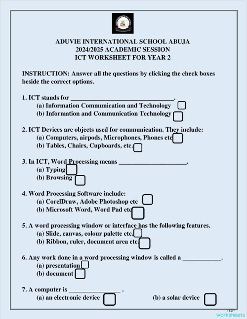 YEAR 2 ICT. Interactive worksheet | TopWorksheets