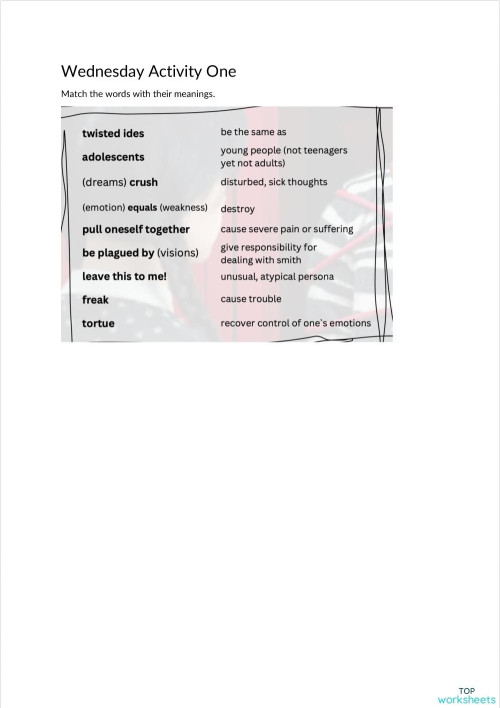 Wednesday Activity One. Interactive worksheet | TopWorksheets
