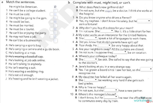 MODALS OF DEDUCTION IN THE PRESENT. Interactive worksheet | TopWorksheets