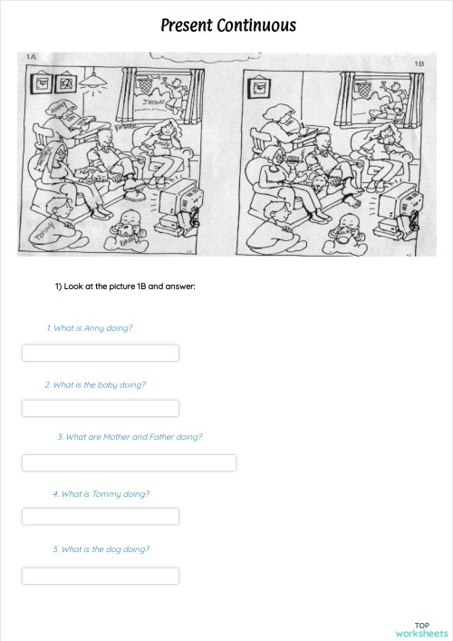 Present Continuous. Interactive worksheet | TopWorksheets