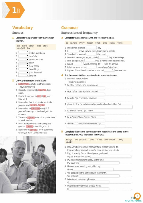 Vocabulary + grammar 1B A2+. Interactive worksheet | TopWorksheets