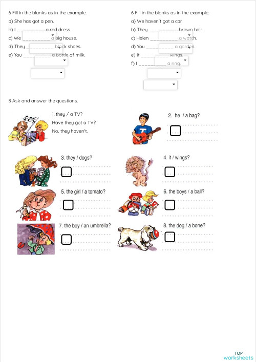 Be / have: fichas interactivas y ejercicios online | TopWorksheets