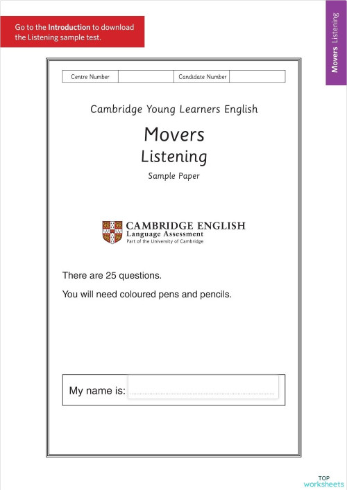 Movers online test. Interactive worksheet | TopWorksheets