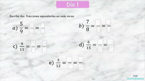 Fracciones equivalentes. Ficha interactiva | TopWorksheets