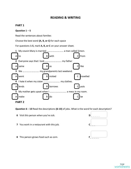 midterm test beginner R - W - L. Bài tập tương tác | TopWorksheets