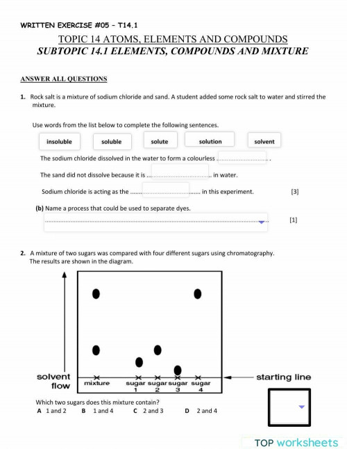 Chromatography. Interactive worksheet | TopWorksheets