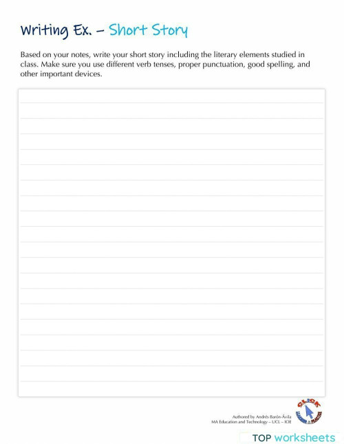 Writing Ex. - Short Story. Interactive worksheet | TopWorksheets