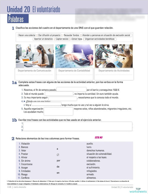 Vocabulario: fichas interactivas y ejercicios online | TopWorksheets