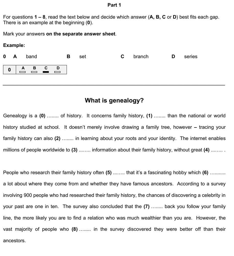 FCE SAMPLE TEST 1 2015. Interactive worksheet | TopWorksheets