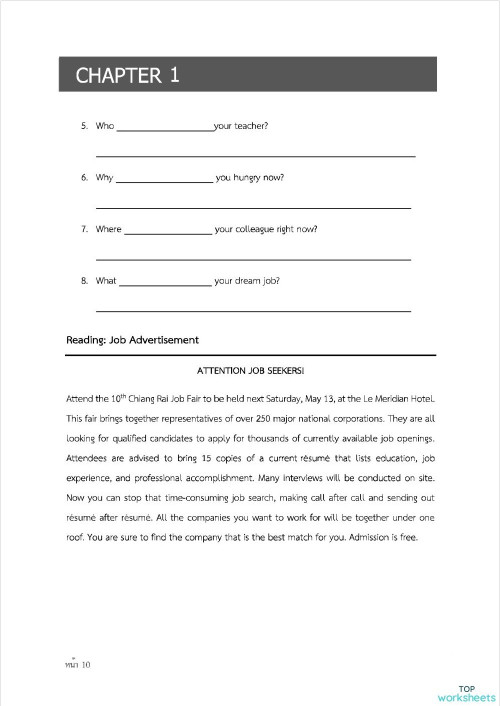 English for Career Unit 1.2. Interactive worksheet | TopWorksheets