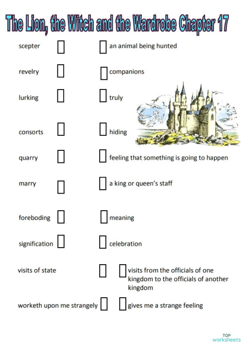 The Lion, the Witch and the Wardrobe Chapter 17. Interactive worksheet ...