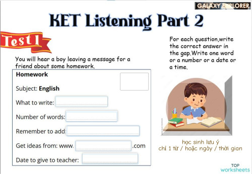 KET_LISTEN_PART2_T1. Interactive worksheet | TopWorksheets
