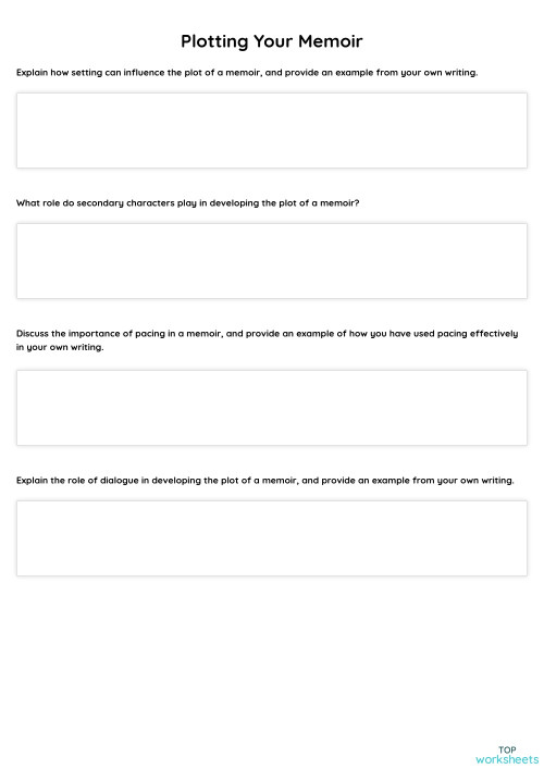 Plotting Your Memoir. Interactive worksheet | TopWorksheets