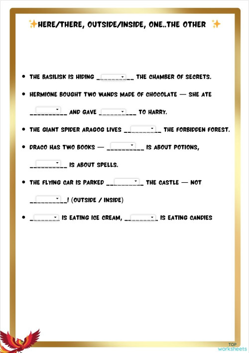 vocab inside outside here there one the other HP. Interactive worksheet ...